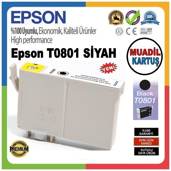 Epson T0801 Siyah MUADİL Mürekkep Kartuş 7.4ML C13T08014011